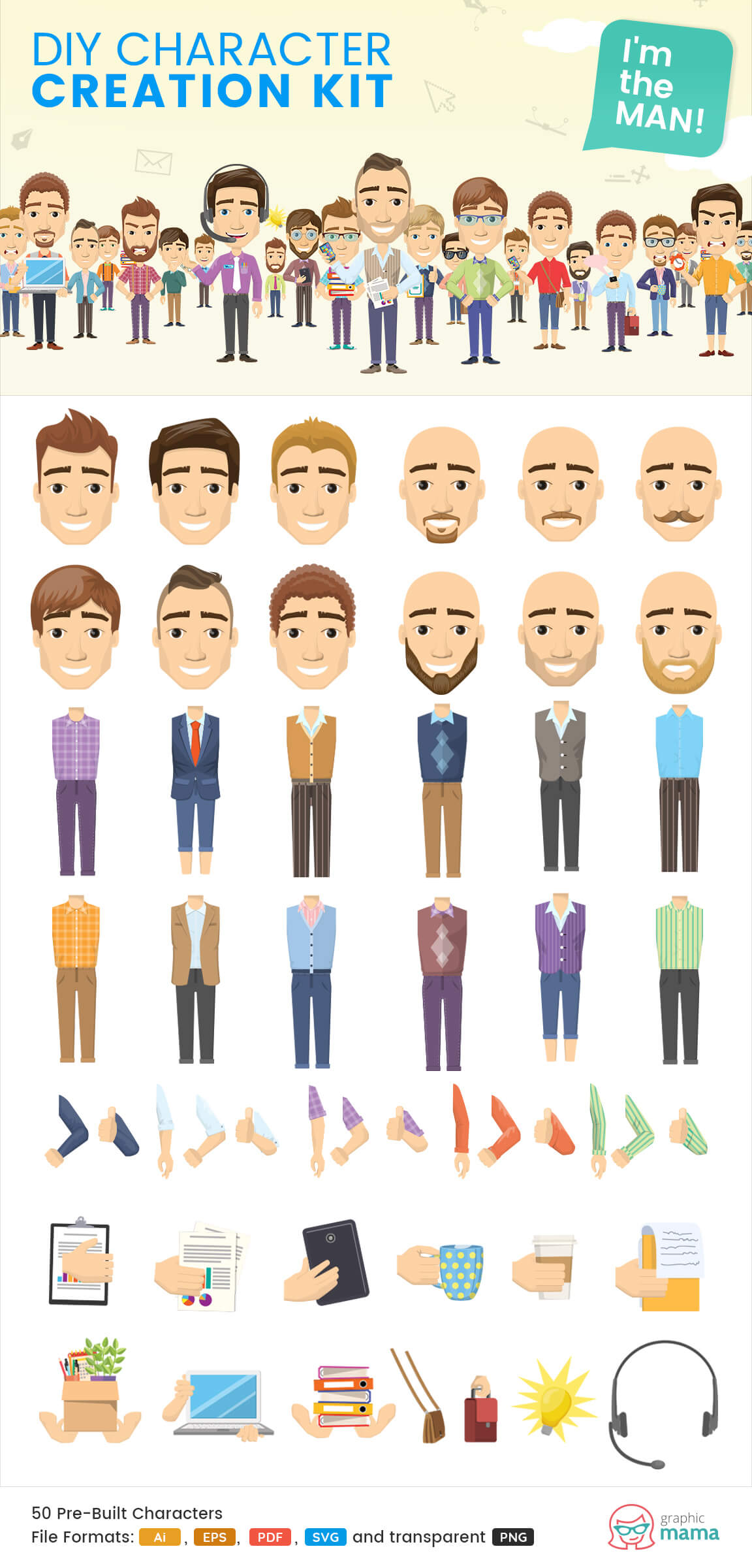 40 DIY Vector Kits To Create Your Own Character In Adobe Illustrator