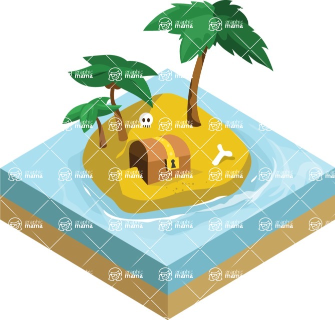 90 Nature Vector Graphics Bundle / Island Isometric Vector Background ...