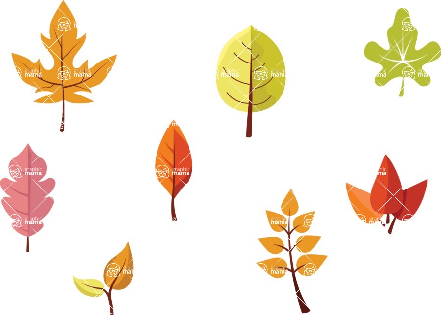 90 Nature Vector Graphics Bundle / Modern Flat Flower Leaves Vector Set ...