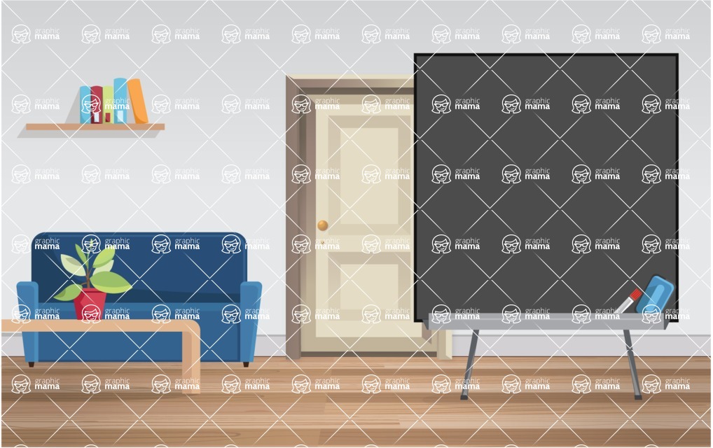 120 Room Backgrounds Vector Collection / Room with Blackboard Vector ...