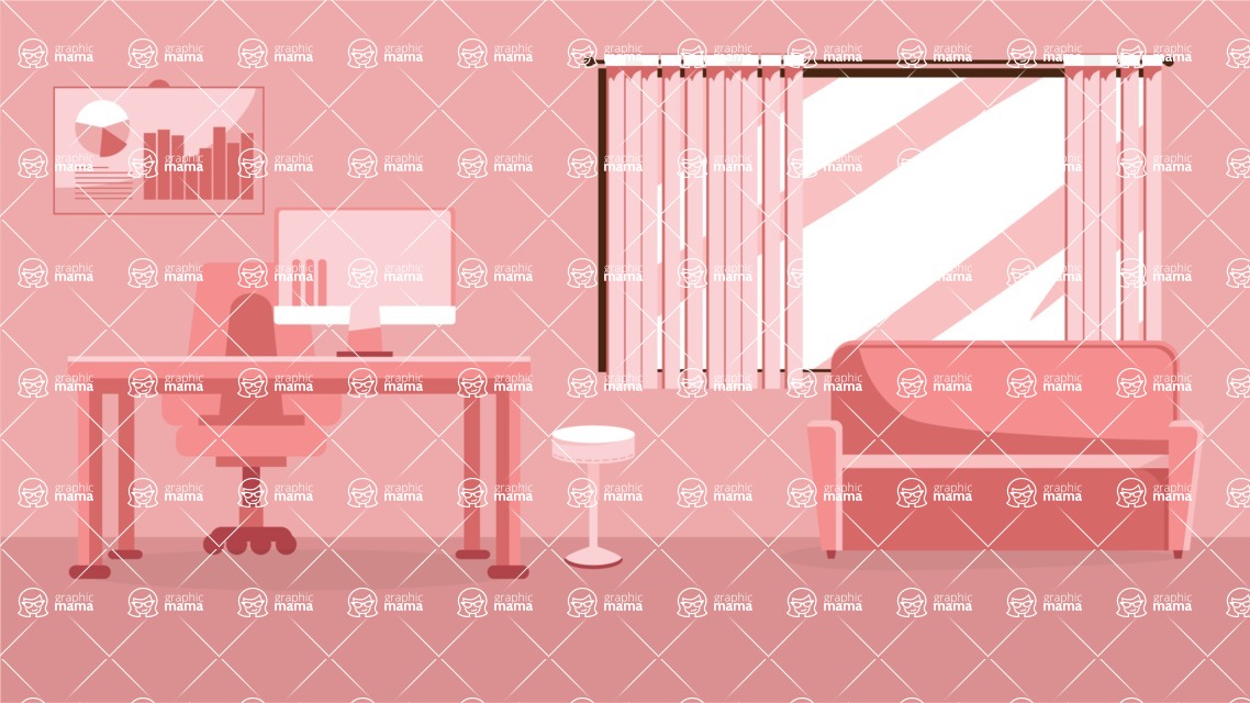 120 Room Backgrounds Vector Collection / Vector Home Office Interior ...