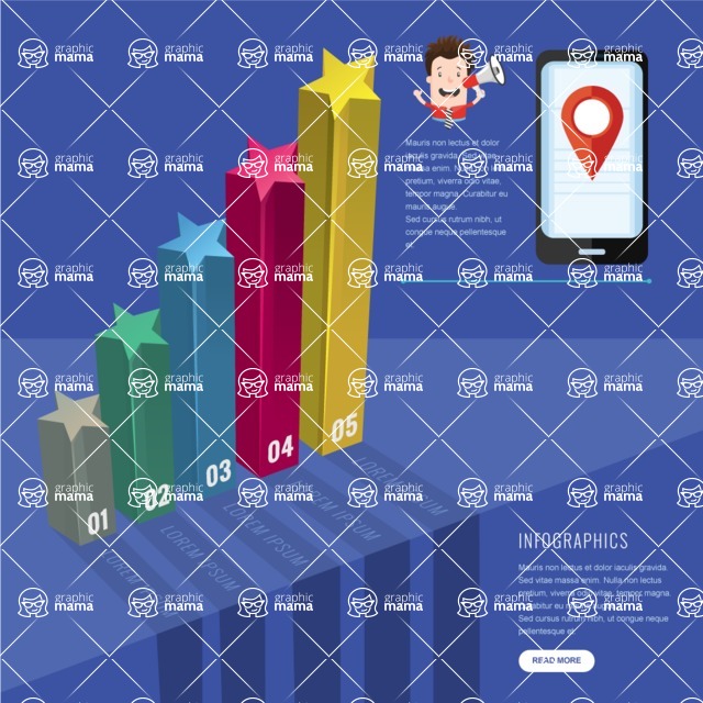 3D Infographic Template with Smartphone and 3D Stars | Infographic ...