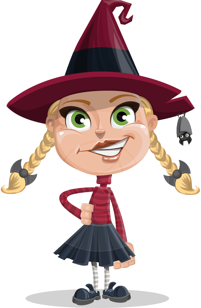 Little Witch Kid Cartoon Vector Character | GraphicMama