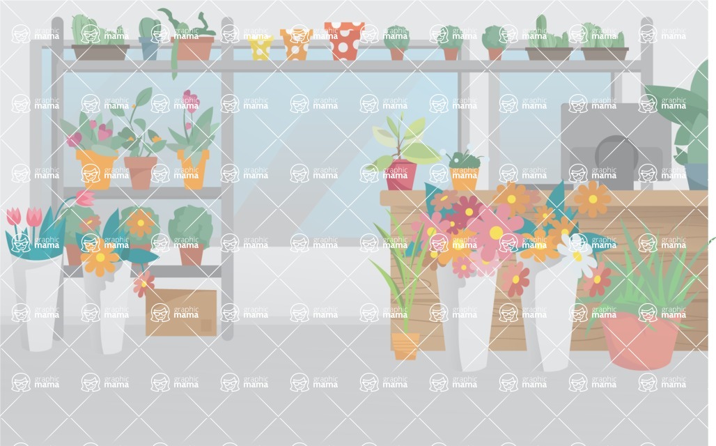 120 Room Backgrounds Vector Collection / Flower Shop Interior Vector ...