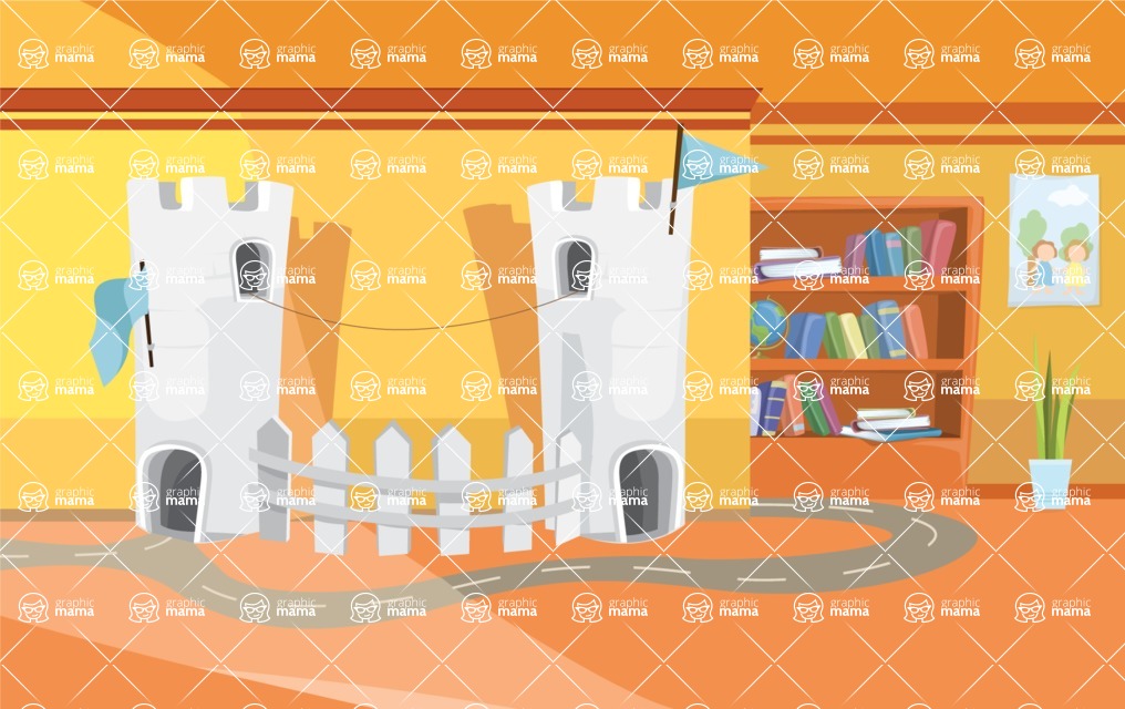 120 Room Backgrounds Vector Collection / Colorful Kid's Room Vector ...