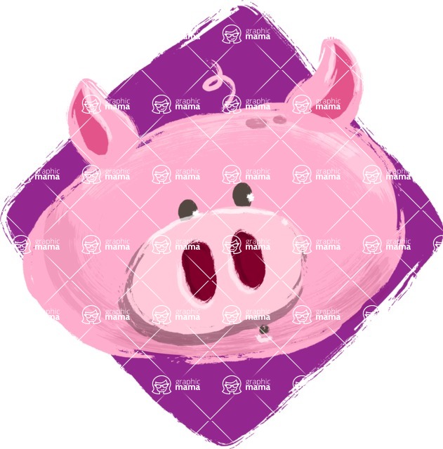 Cartoon Animal Clipart Bundle / Pig Watercolor Avatar | GraphicMama
