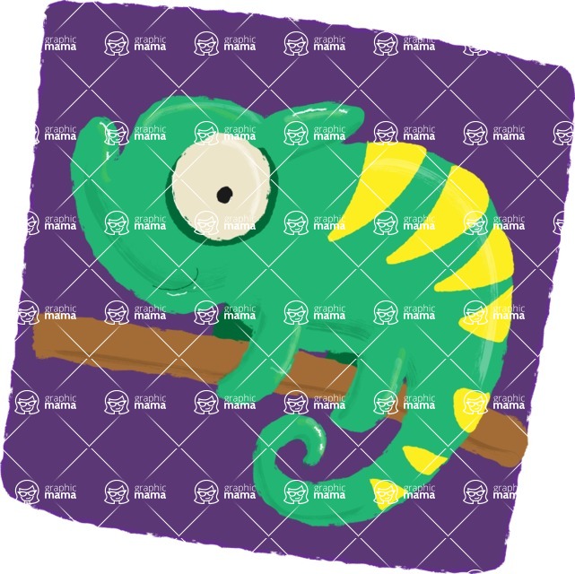 Cartoon Animal Clipart Bundle / Chameleon Lizard Watercolor Avatar ...