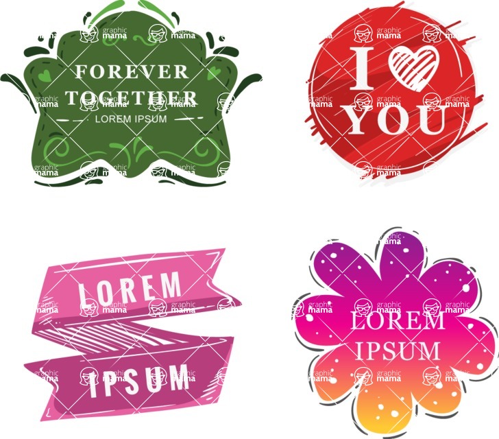 Colorful Hand Drawn Badge Designs Vector Set | GraphicMama
