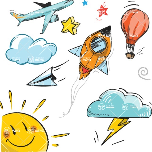 Hand Drawn Items Vector Set | GraphicMama