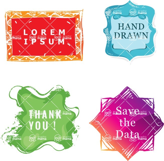 Colorful Hand Drawn Sticker Designs Vector Set | GraphicMama