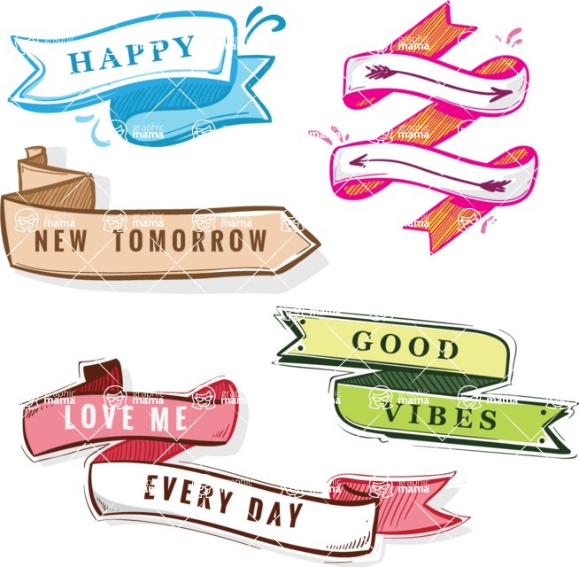 Colorful Hand Drawn Labels Vector Set | GraphicMama