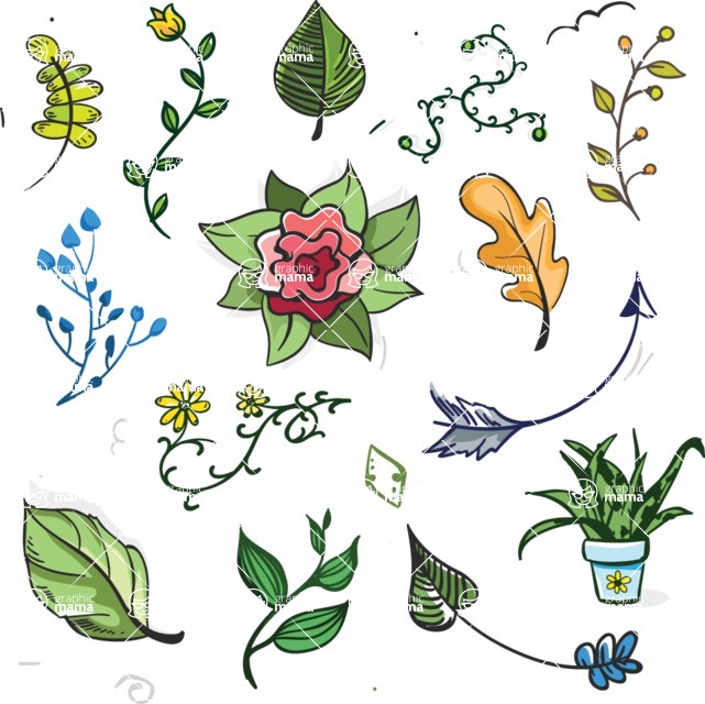 Vector Floral Hand Drawn Elements Design Assets | GraphicMama