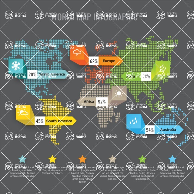 Map Infographic Template with All Continents | Infographic Template ...