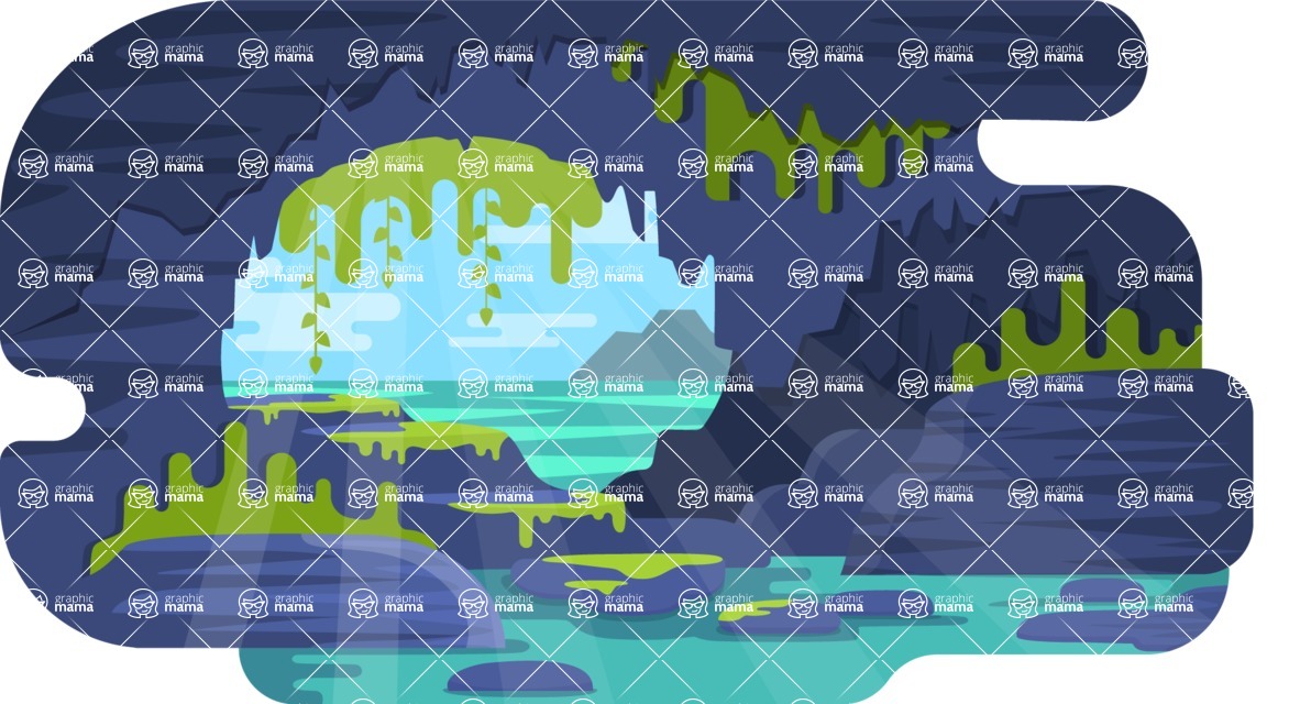 Vector Landscape Mega Bundle [241 Landscapes] / Beautiful Colorful Cave ...