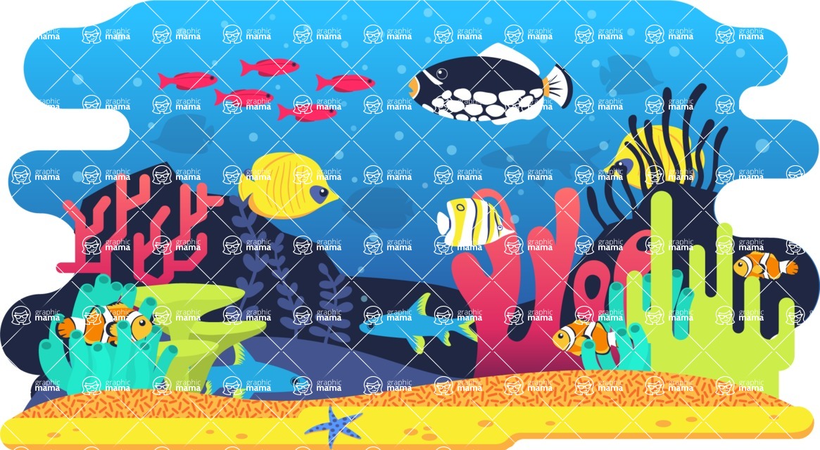 Vector Landscape Mega Bundle [241 Landscapes] / Colorful Aquarium with ...