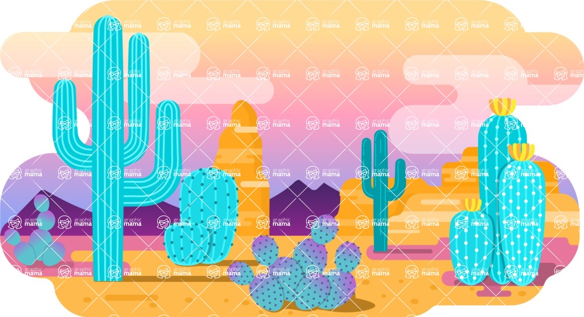 Vector Landscape Mega Bundle [241 Landscapes] / Colorful Desert Vector ...