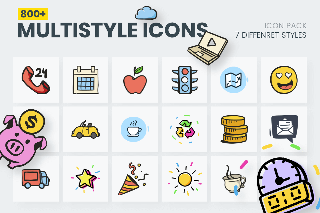 800+ Multi Style Icons Bundle Design Bundle | GraphicMama