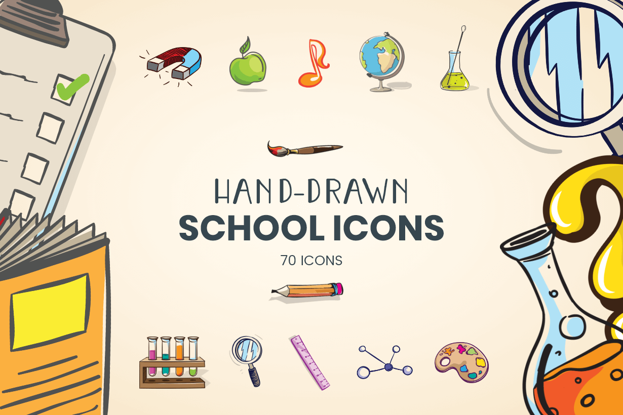 Hand-Drawn School Icons Set | GraphicMama
