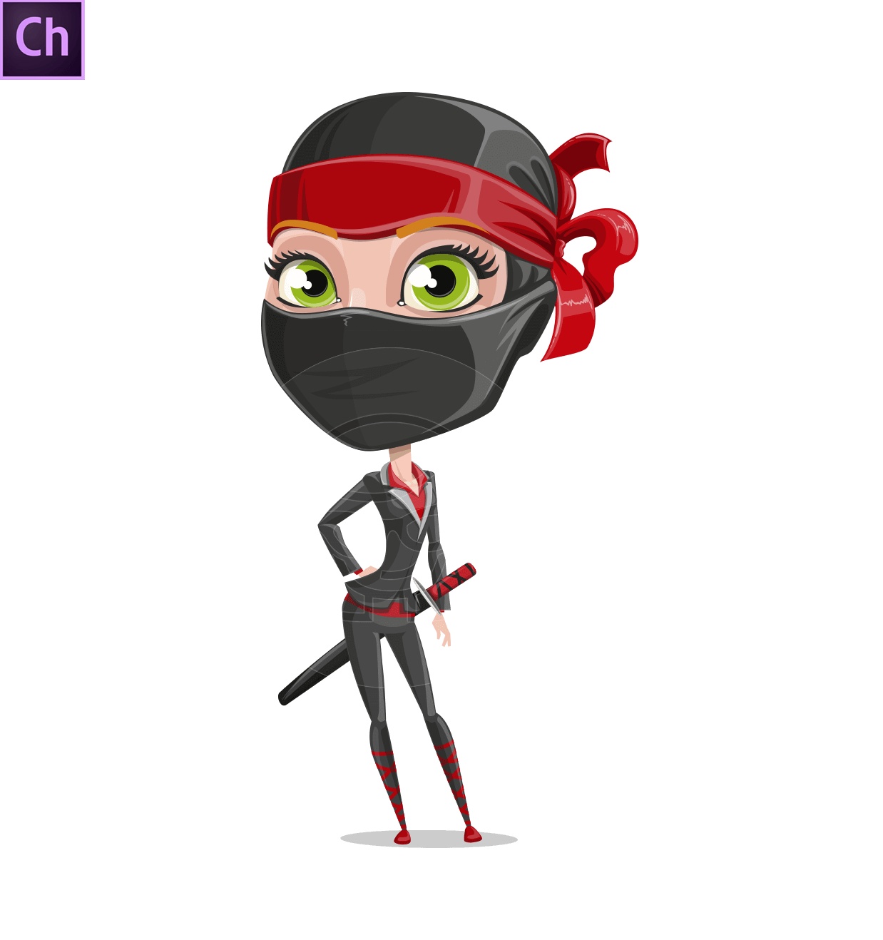 Ninja Woman Adobe Character Animator Puppet | GraphicMama