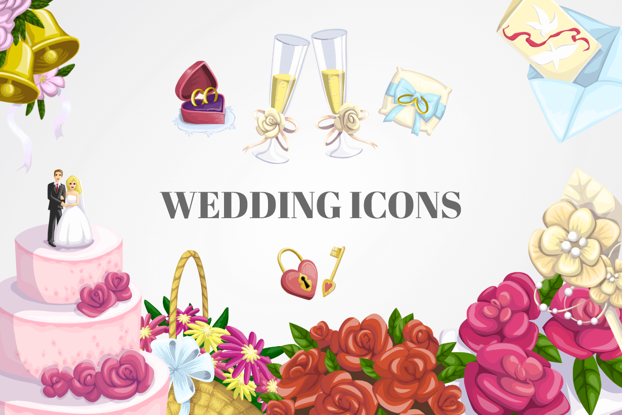 38 Vector Wedding Icons Pack | GraphicMama