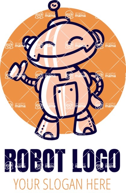 Free Cute Orange Robot Logo Design Template | GraphicMama