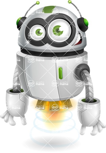 Flying robot cartoon character with happy face - stock vector image ...