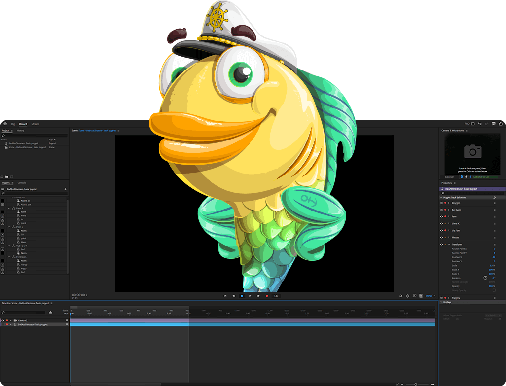 Fish Character Animator Puppet | GraphicMama