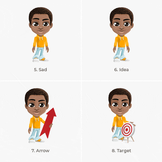 African-American School Boy Animated GIFs Collection | GraphicMama